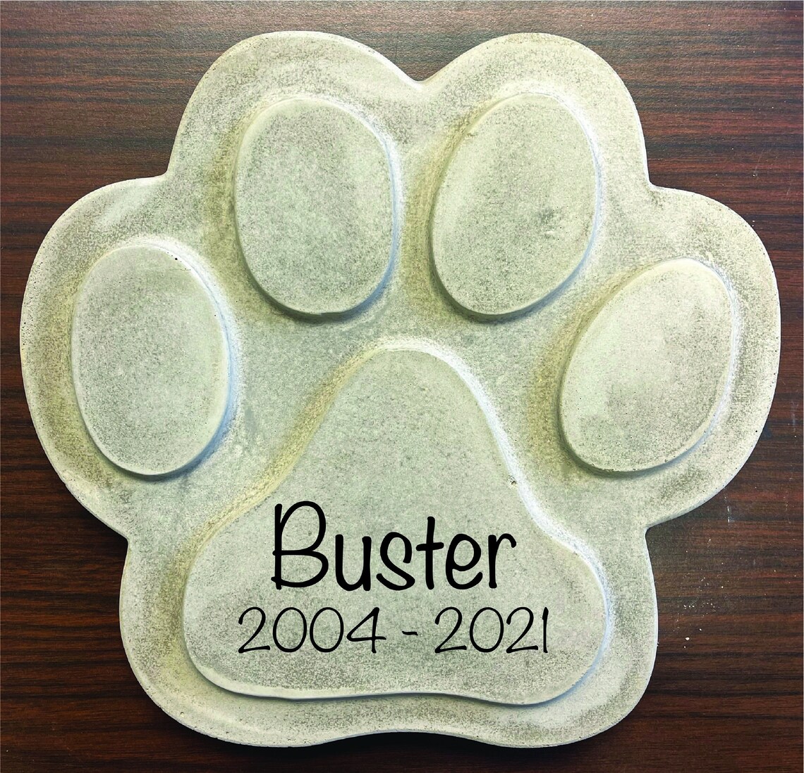 Carved Paw Print Pet Memorial Stone, Personalized Garden Grave Marker ...