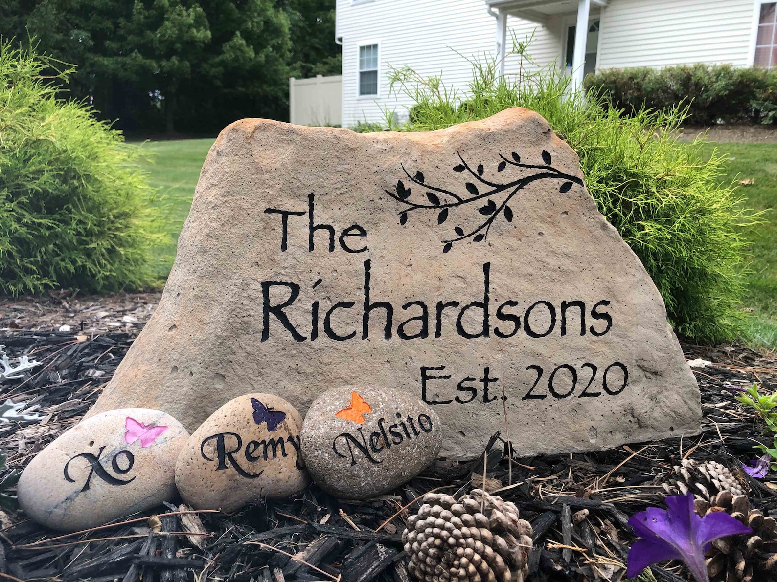 Custom Engraved Carved Stone NAME or ADDRESS - Great Gift. Free Carving ...