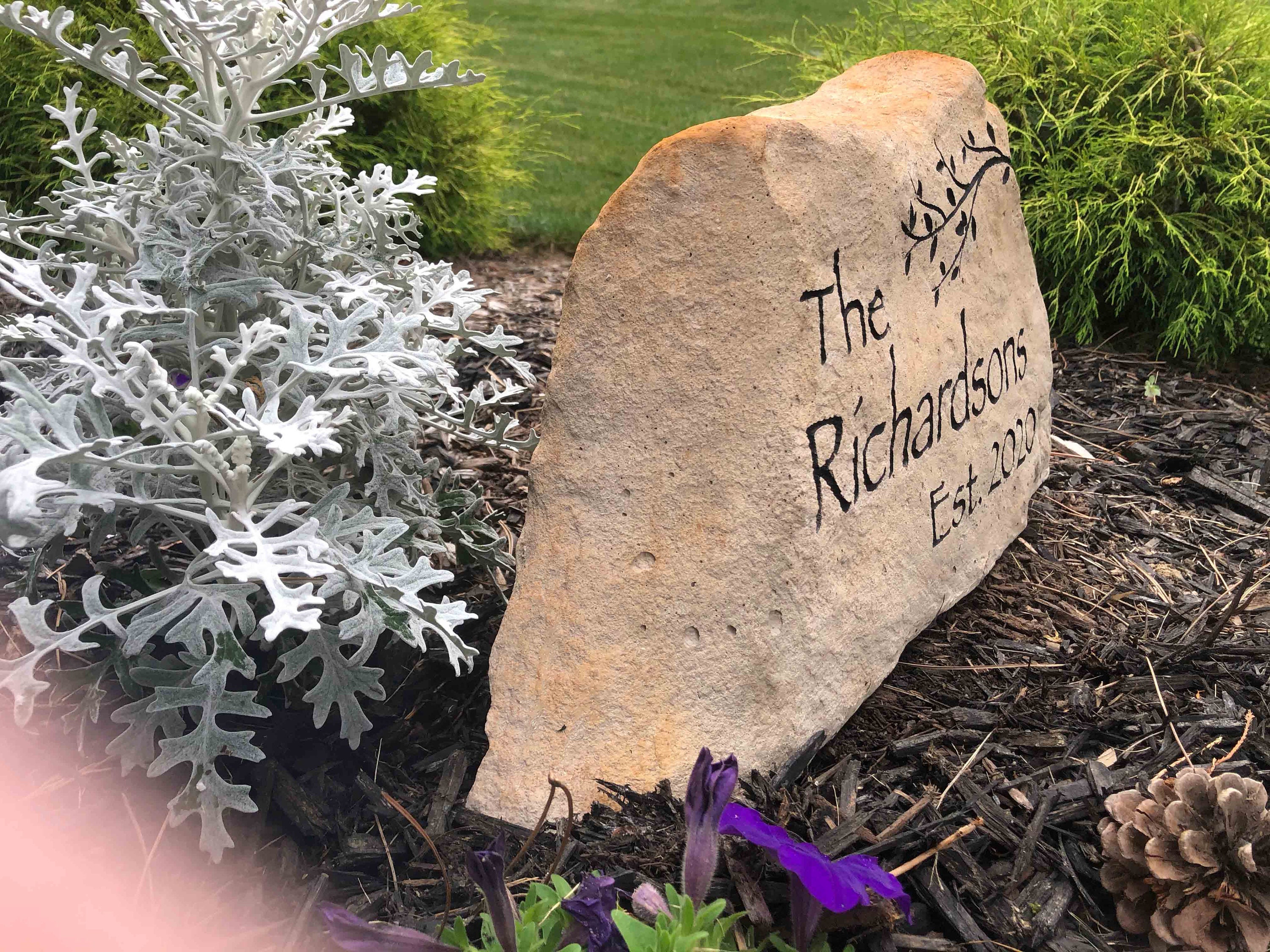 Large Engraved Address Stone Free Design Text Graphics & | Etsy