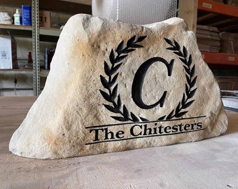 Custom Engraved Carved Stone NAME or ADDRESS Great Gift. Free Carving ...