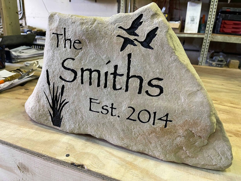 Custom Engraved Carved Stone NAME or ADDRESS - Great Gift. Free Carving ...