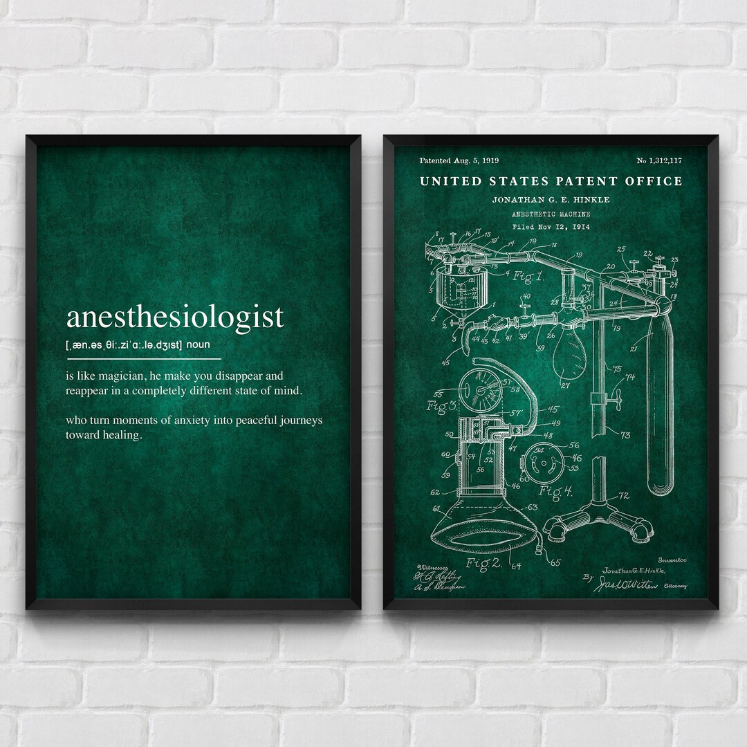 Anesthesiologist Definition Wall Art Set, Anesthesia Machine Patent ...