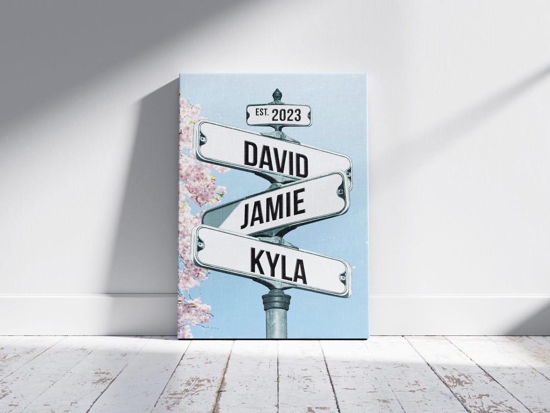 Personalized Vintage Canvas, Street Sign, Custom Crossroad Wedding Art ...