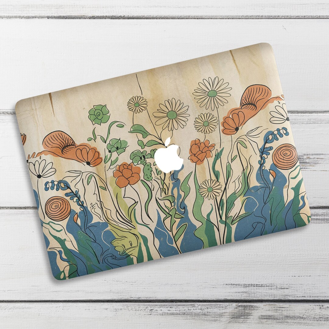 Floral Line Art MacBook Case, Cute Laptop Cover - Etsy