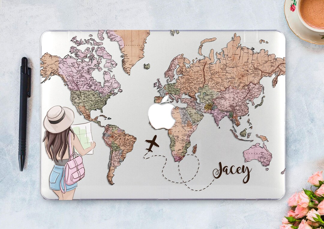 World Map MacBook 16 Case MacBook Air 13 Cover Girl With Map Mac Pro 13 ...