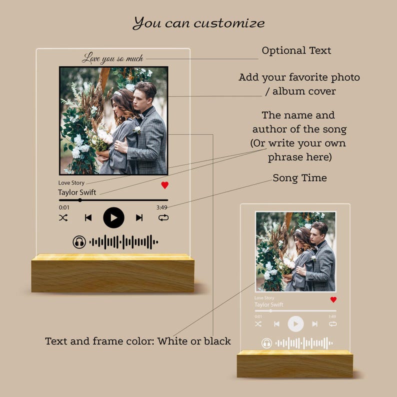 Personalized Photo Music Plaque, Custom Album Cover Glass Art - Etsy
