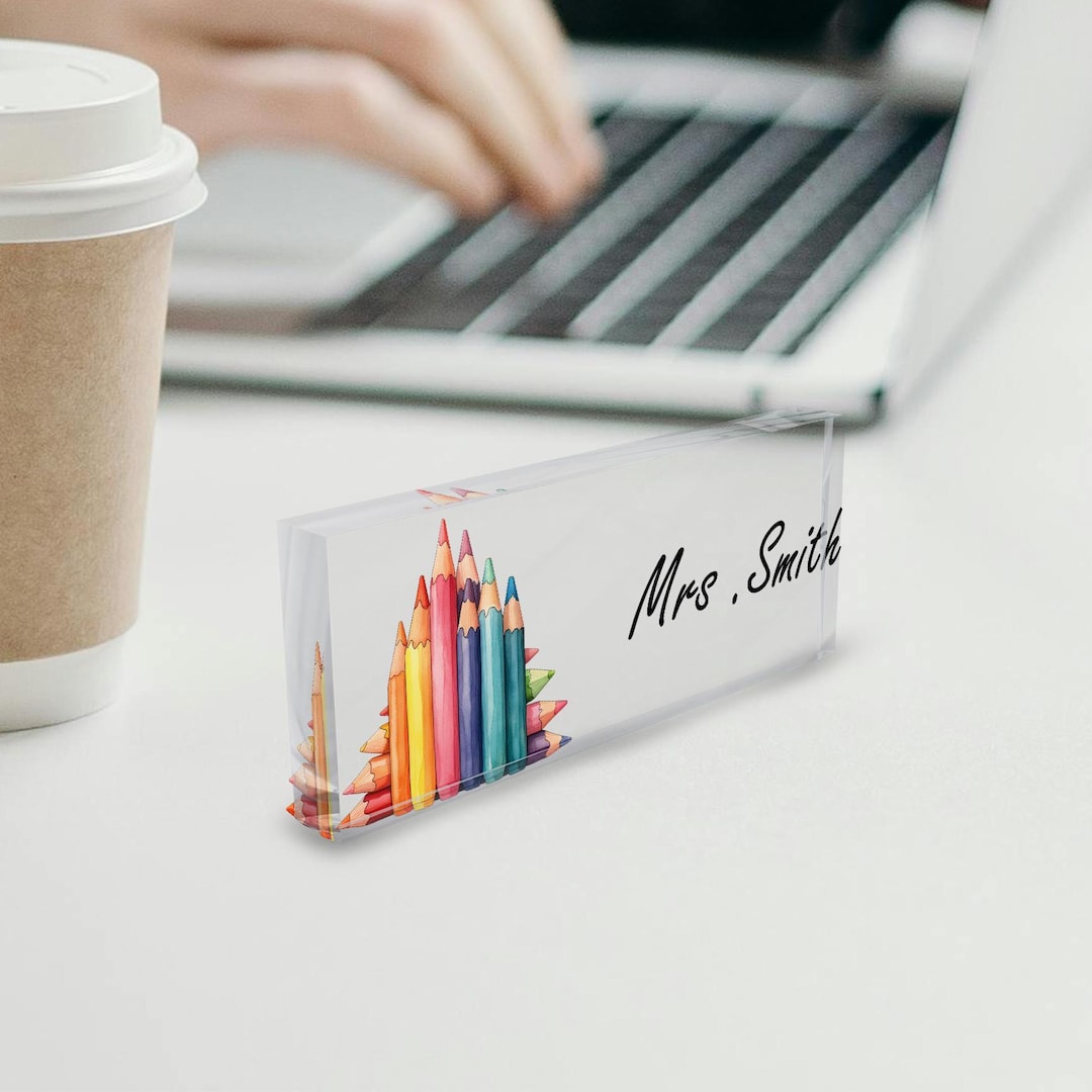 Custom Acrylic Teacher Desk Name Plate, Personalized Teacher Desk Sign ...