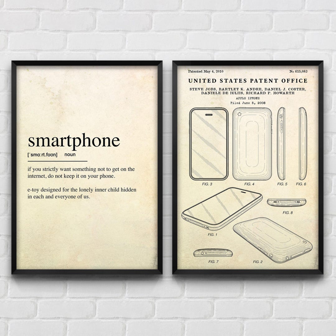 Smartphone Art Set iPhone Patent Prints, Definition Posters, Unique ...