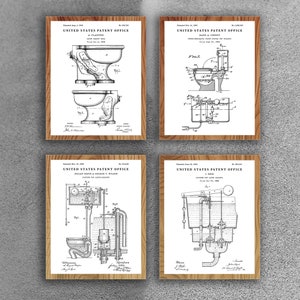 Vintage Toilet Patent Wall Art, Set of 4 Prints for Lavatory and ...