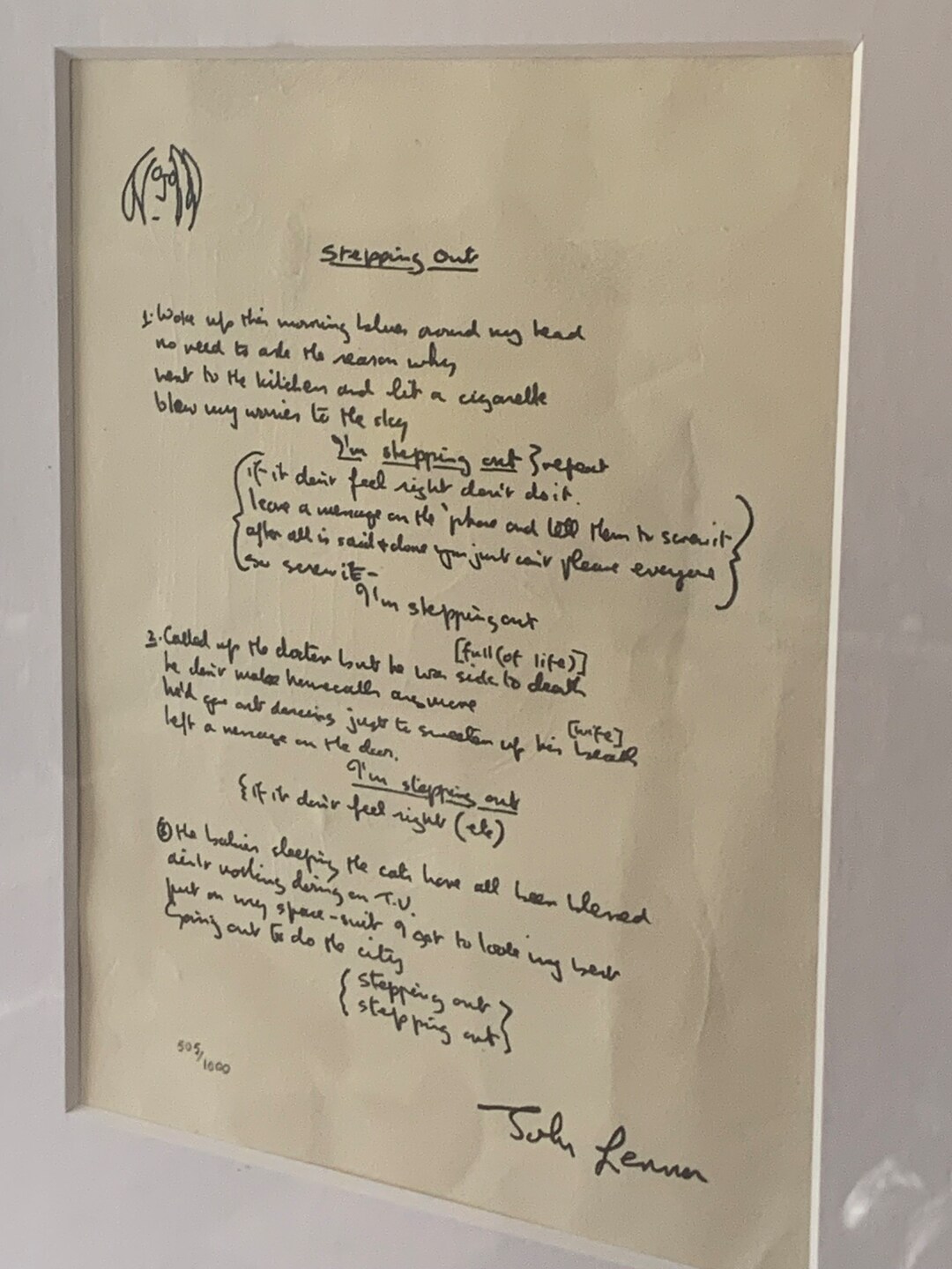 John Lennon Framed Lyrics stepping Out - Etsy