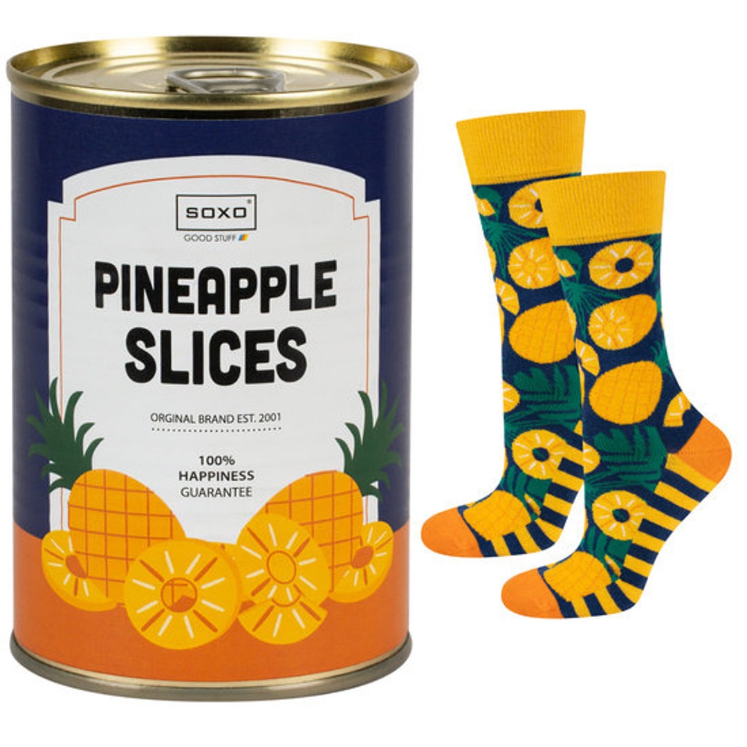 Novelty Women's Socks Men's SOXO Socks in a Can Canned Pineapple for a ...