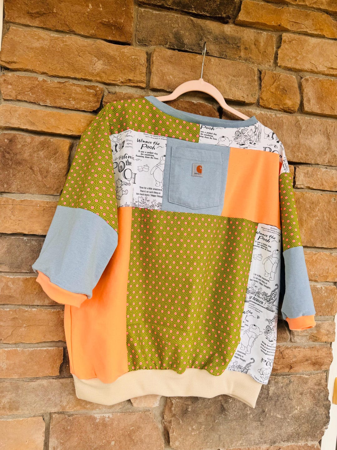 Carhartt T-shirt Reworked, Handmade Patchwork Sweatshirt - Etsy