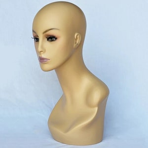 Female Mannequin Head Form W/ Pierced Ears, Realistic Makeup, False ...