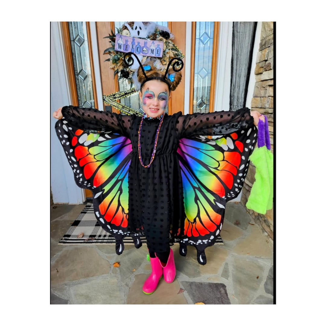 Halloween Butterfly Costume for Girls - Double-sided Printing Wings ...
