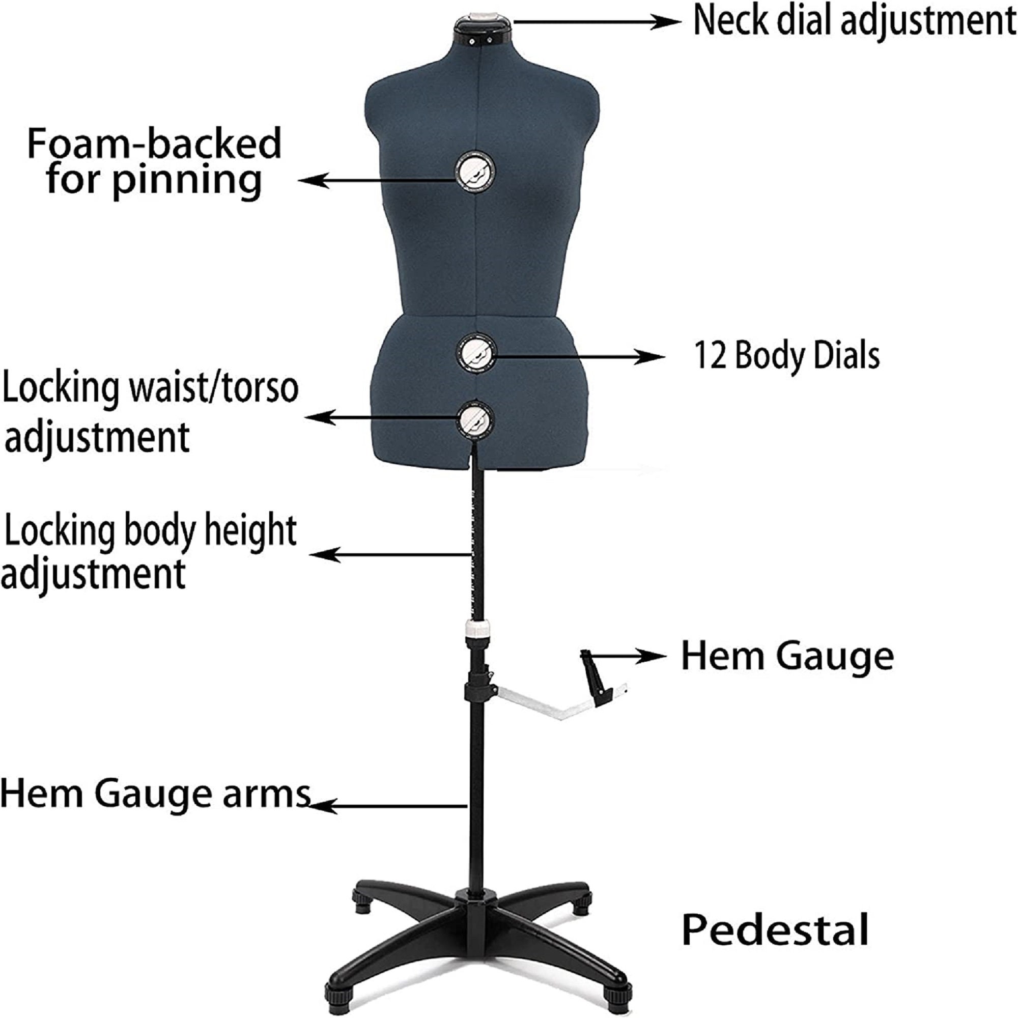 Adjustable Female Dress Form: Fabric Mannequin Torso With Stand ...