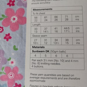 Sunbeam Knitting Pattern 461 double Knit girls Sweater - Etsy