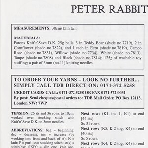 Beatrix Potter Nursery Collection ,peter Rabbit Knitting Pattern - Etsy