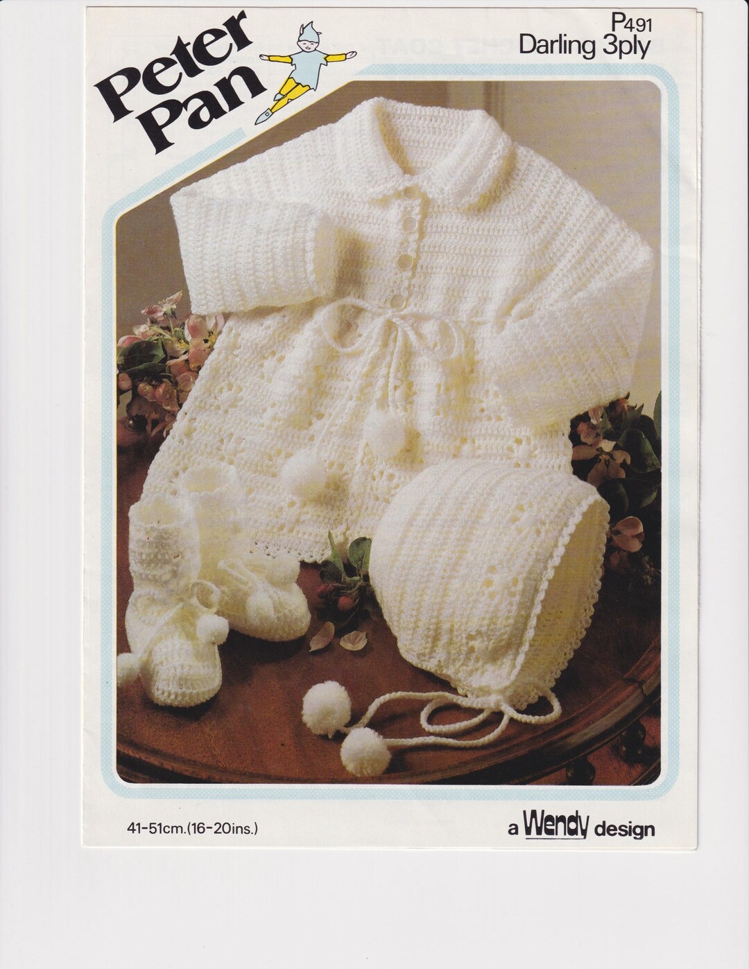 Peter Pan /wendy Knitting Pattern 491 ,baby Crochet Coat ,bonnet and ...
