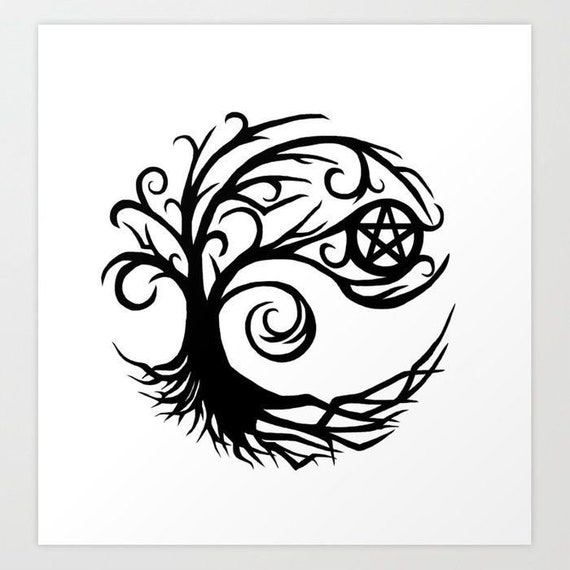 Pentacle Wiccan Tree Decal - Etsy
