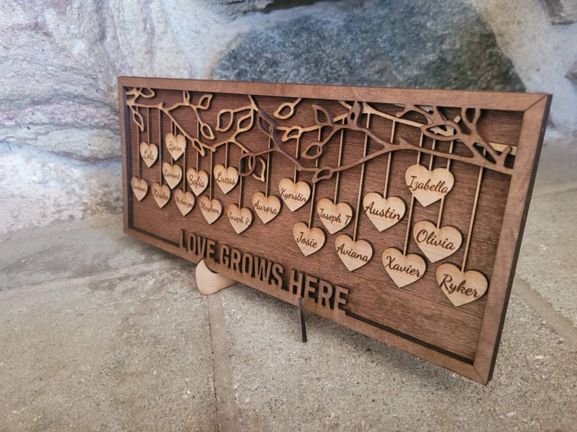 Personalized Hanging Hearts Family Names Sign/family - Etsy