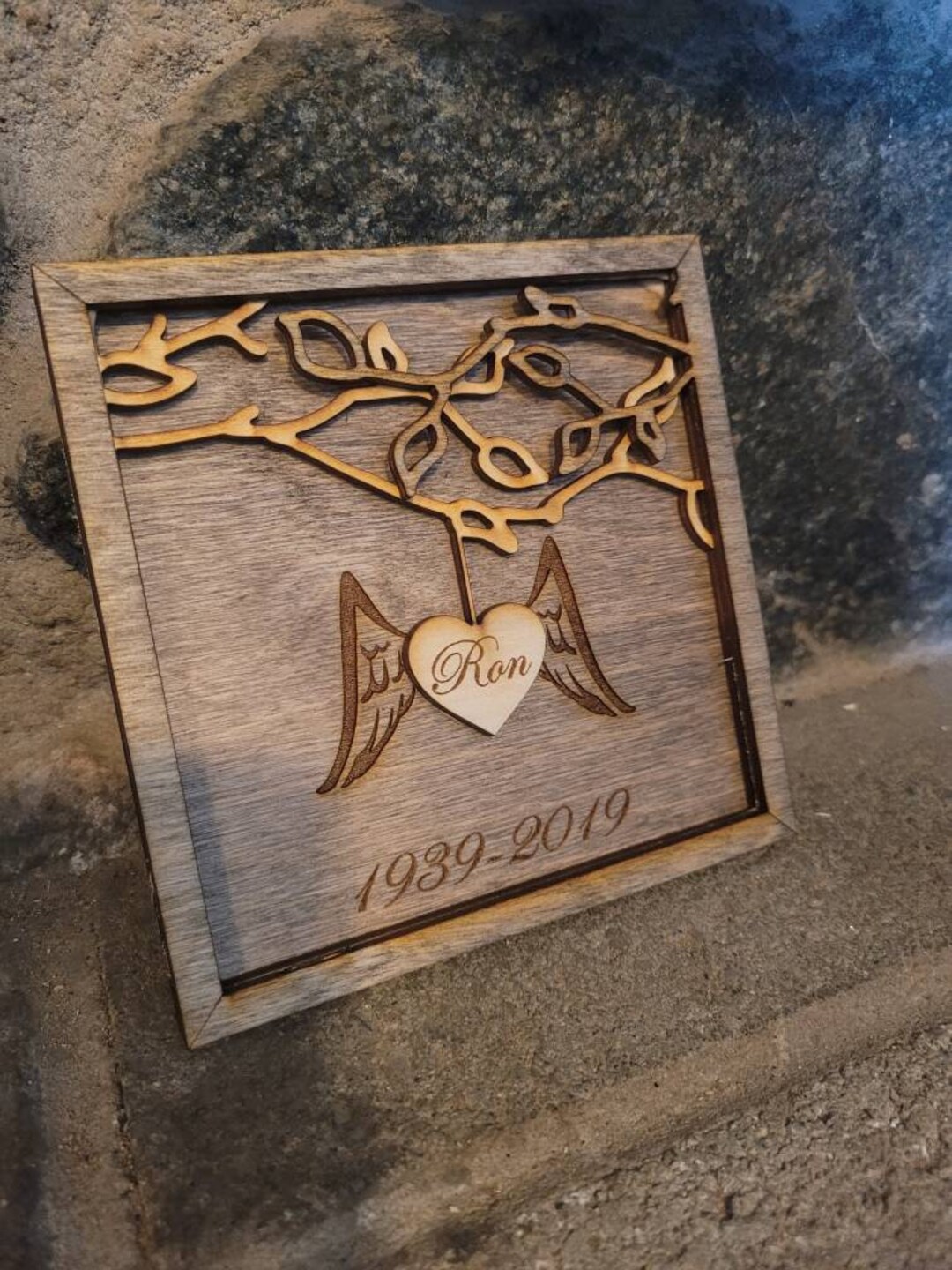 Personalized Engraved Heart Memorial Wooden Plaque - Etsy