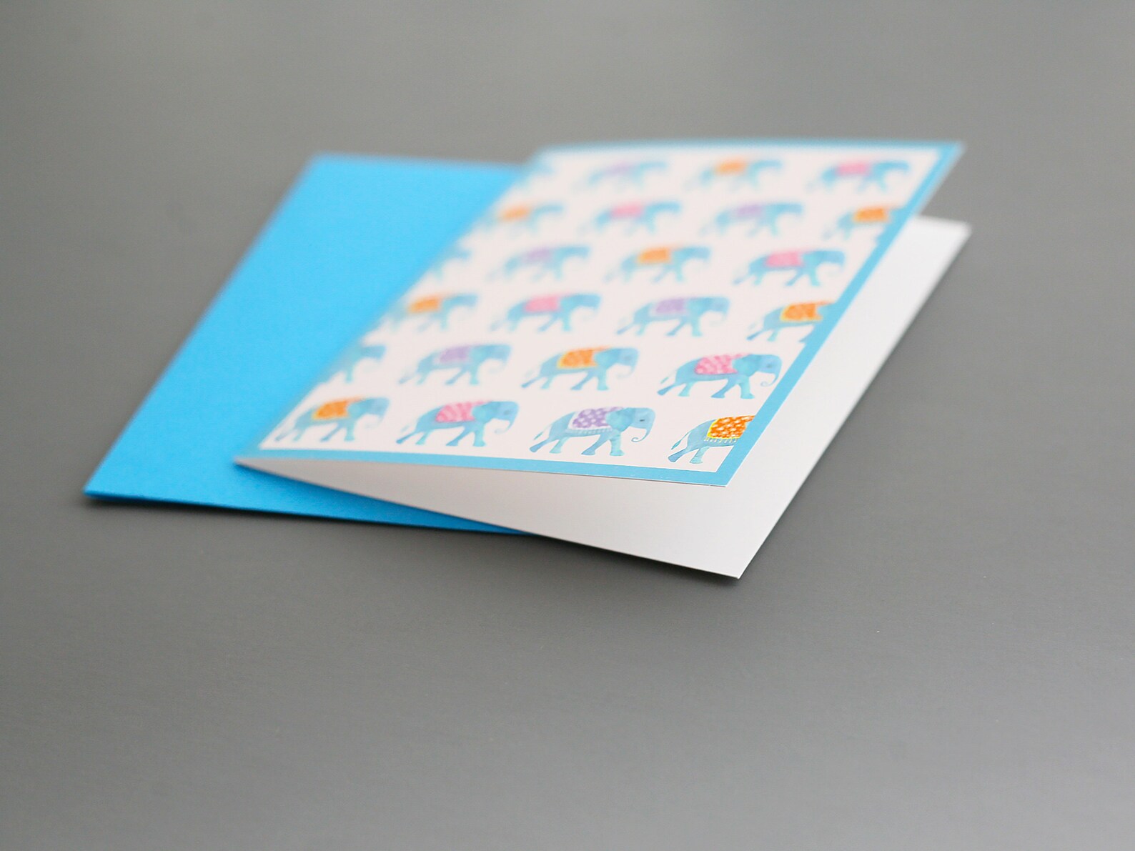 Turquoise Elephant Pattern Card, Blue Elephant Card, Elephant Blank ...