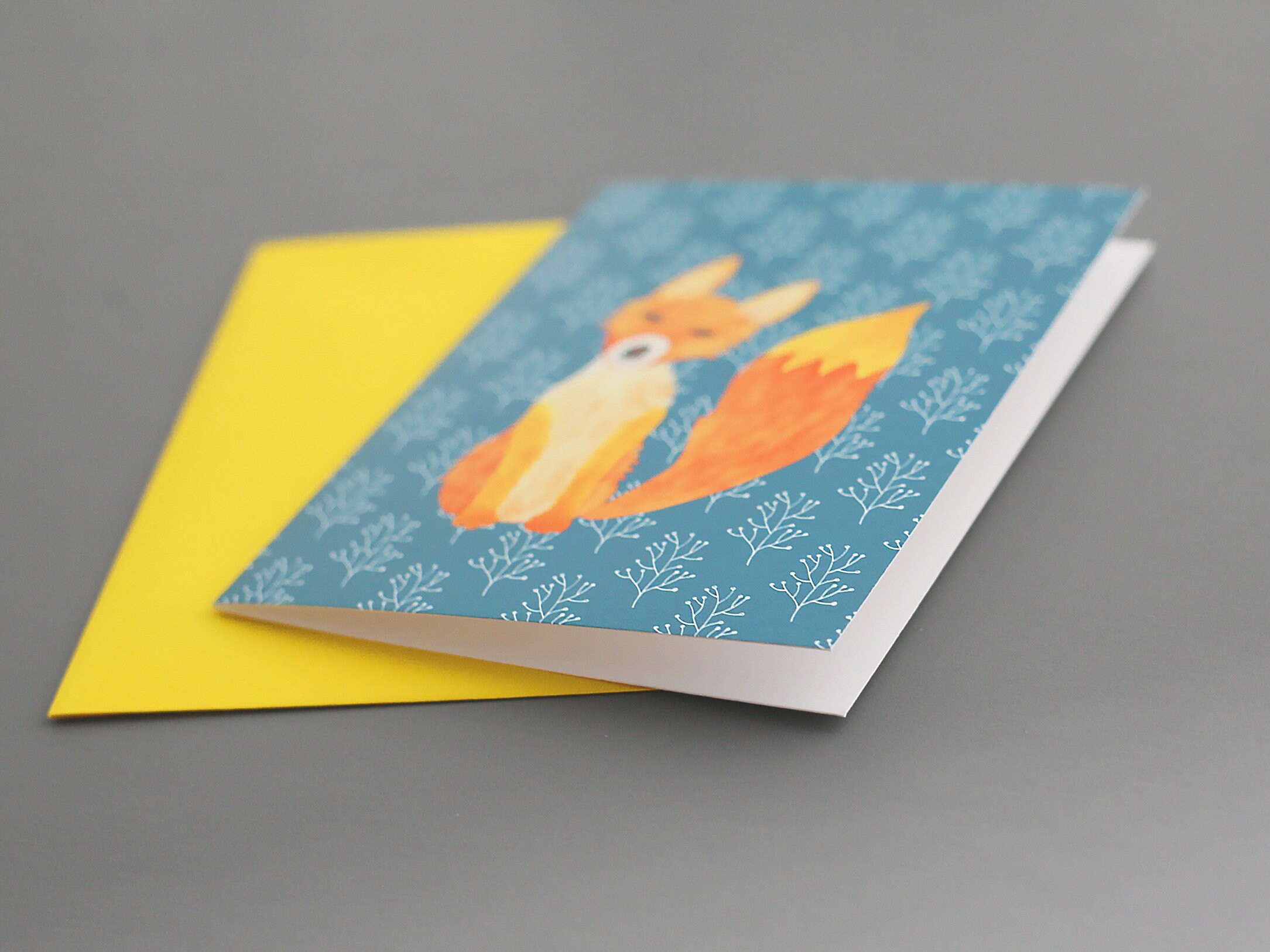 Cute Yellow Fox Blank Card, Yellow Fox Greeting Card, Fox Greeting Card ...