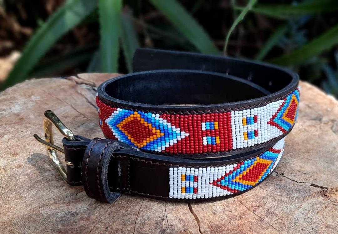 Leather Beaded Belt, Maasai Belt, African Belt, African Handmade Belt ...