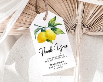 EDITABLE Lemon Thank You Tags, Lemon Favor Tag, Lemon Gift Tags, Citrus ...