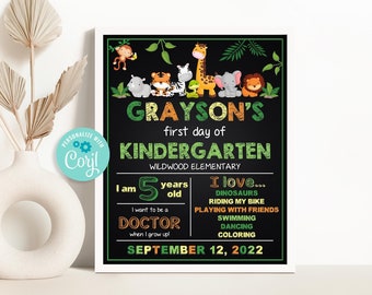 Lion First Day of School Sign Printable, Back to School Chalkboard ...