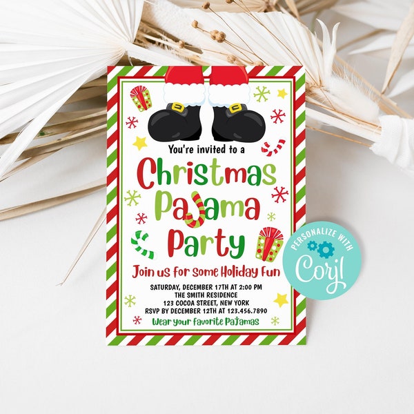 Christmas Party Sleepover Invitation - Etsy