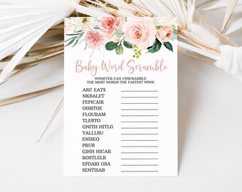 Pink Pumpkin Baby Shower Word Scramble Game Printable - Etsy