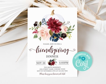 Editable Thanksgiving Potluck Invite, Friendsgiving Potluck Invitation ...