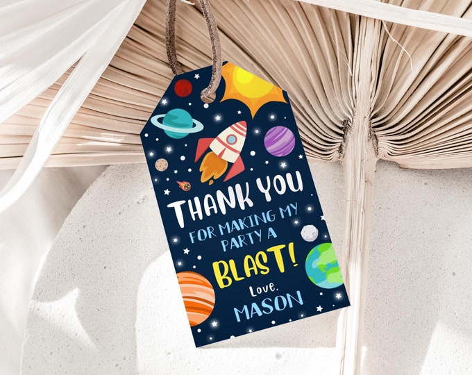 Space Thank You Tags With Photo, Instant Download, Printable Outer ...