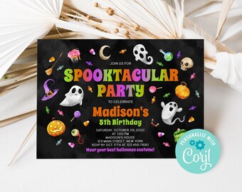 Kids Birthday Halloween Party Invitation Editable Template, Boy ...