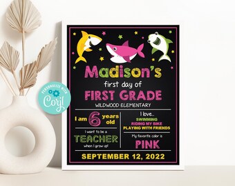Editable First Day of Kindergarten Sign, Boho Rainbow First Day of ...