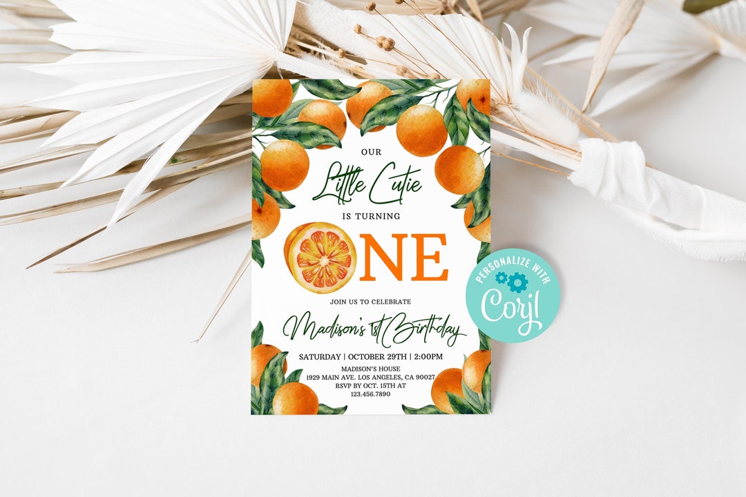Editable Cutie 1st Birthday Invitation, Our Little Cutie is Turning One ...