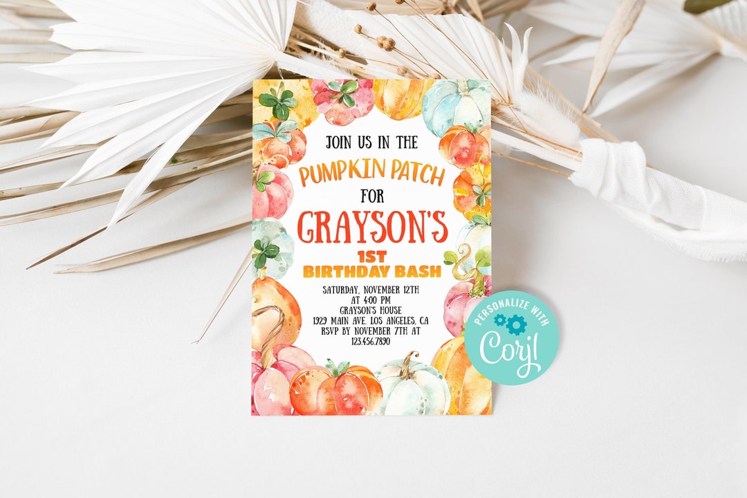 Editable Pumpkin Patch Birthday Bash Invitation - Etsy