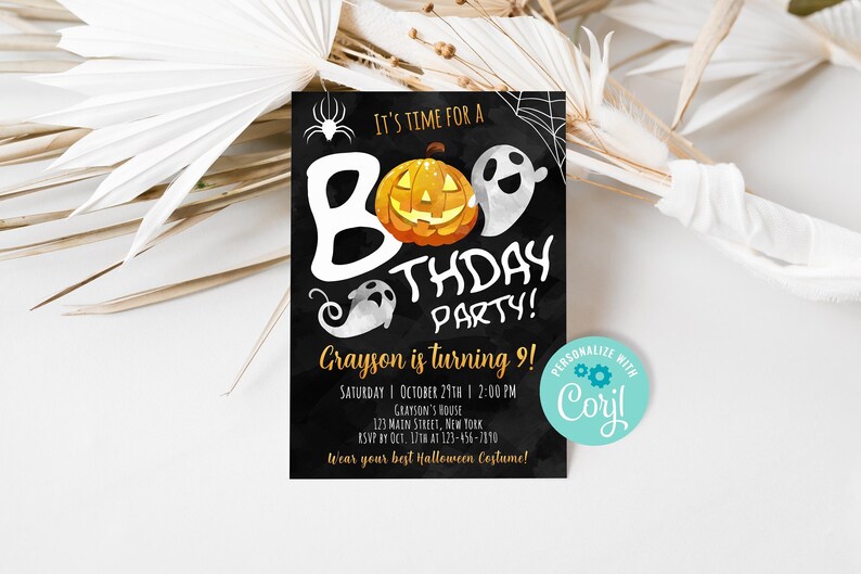 Editable Boo-thday Party Invitation, Halloween Boo Birthday Party ...