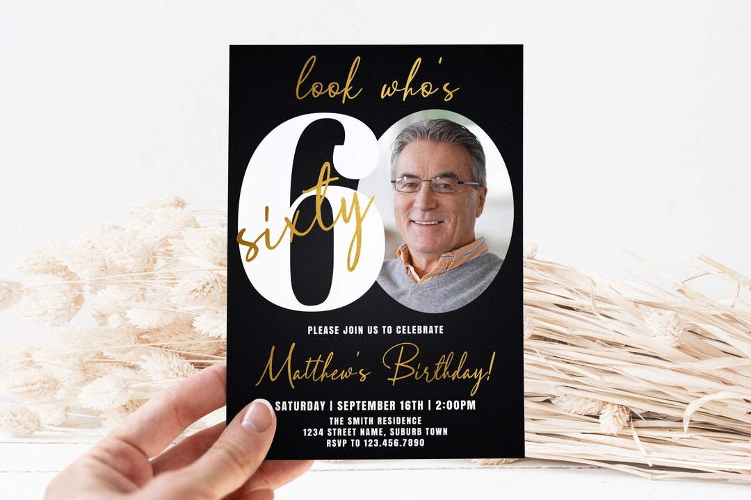 Look Who's 60 Invitation, 60th Birthday Party Invitation for Men, Look ...