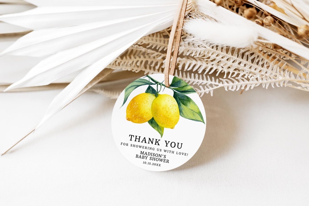 Editable Lemon Baby Shower Favor Tag, Citrus Thank You Tag, Lemonade ...