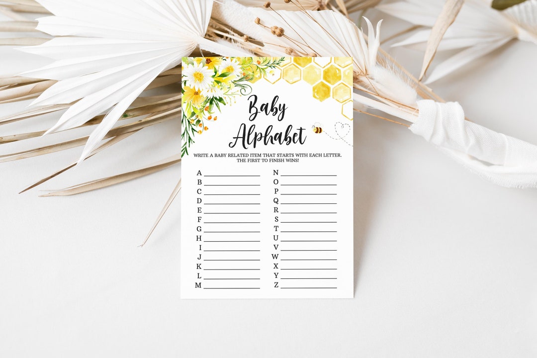 Bee Baby Shower Baby Alphabet ABC Game, Bumble Bee Baby Shower Games ...