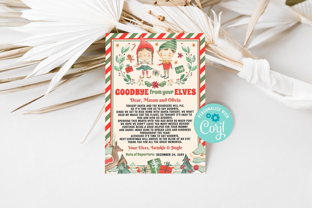 Editable Goodbye From Your Elves Letter, Kids Elf Departure Letter ...