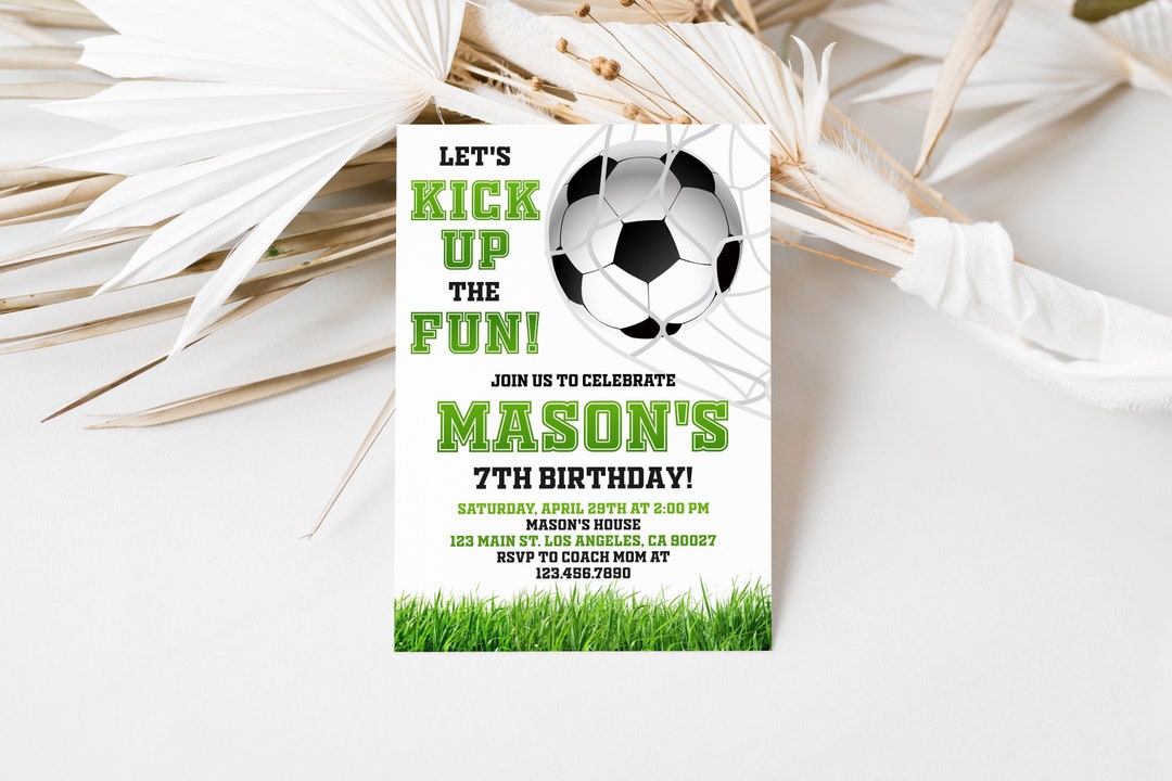 Soccer Birthday Invitation, Football Birthday Party Invite, Soccer ...