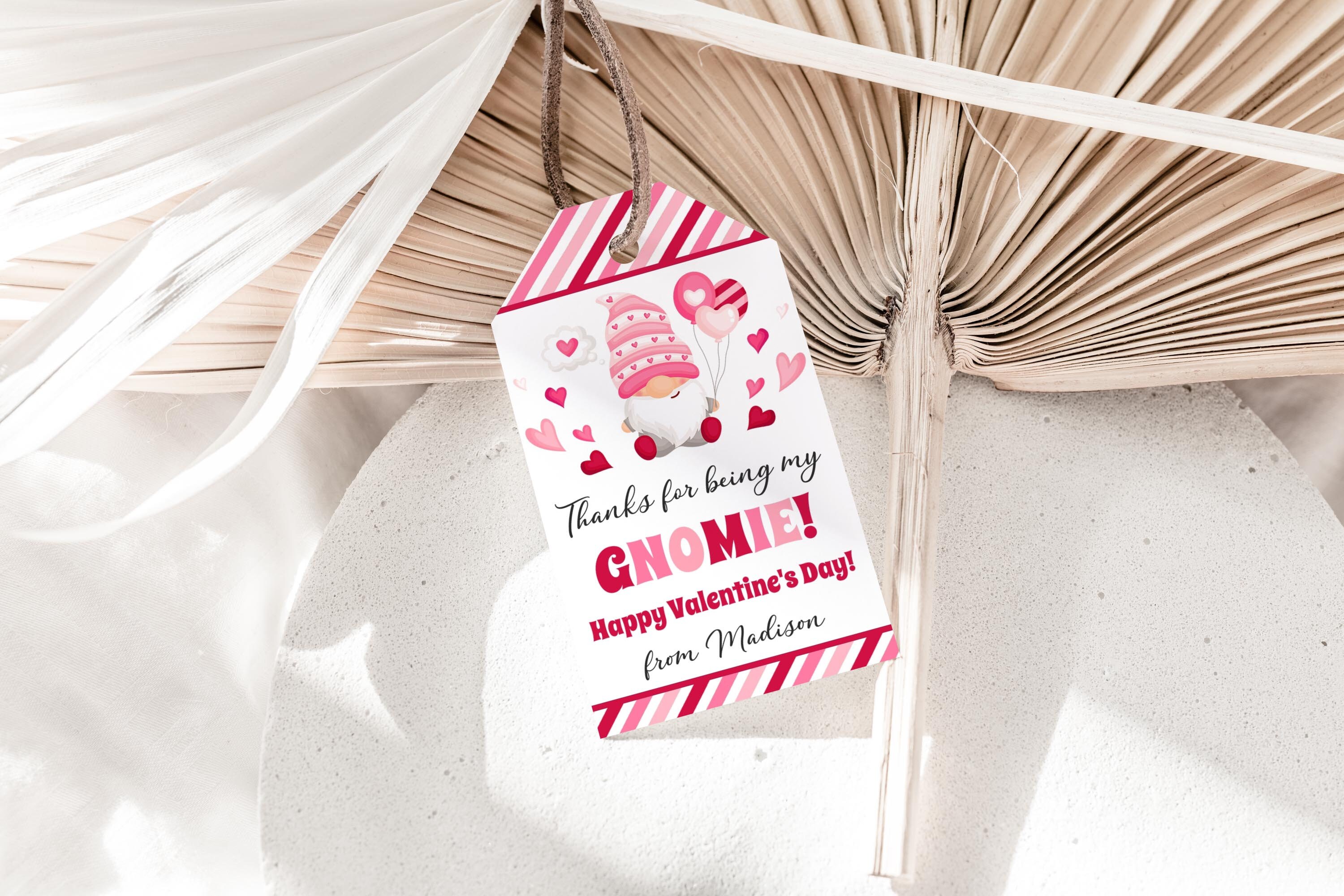 Valentine Gnome Gift Tag Thanks for Being My Gnomie Gnomes - Etsy