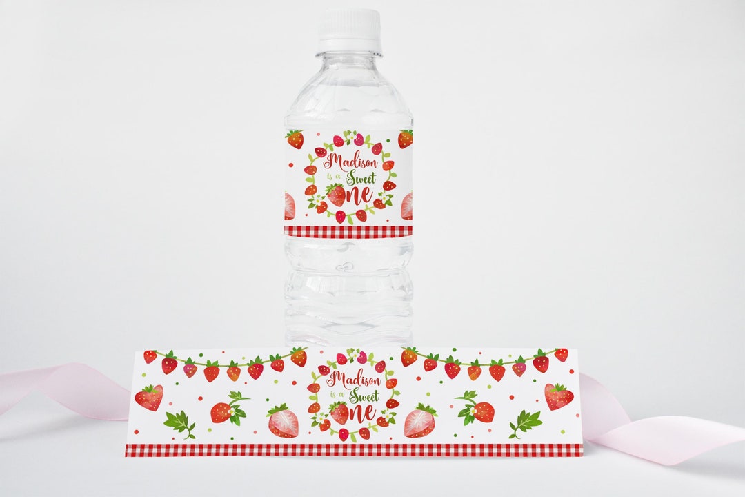 Strawberry Birthday Bottle Label Berry Sweet One Party Water - Etsy