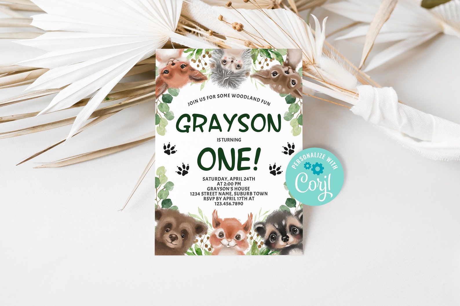 Editable Woodland Birthday Invitation Forest Animals Birthday - Etsy