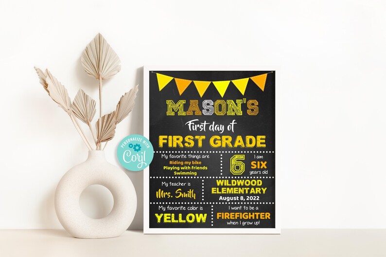 First Day of First Grade Chalkboard Sign Editable 1st Day of - Etsy