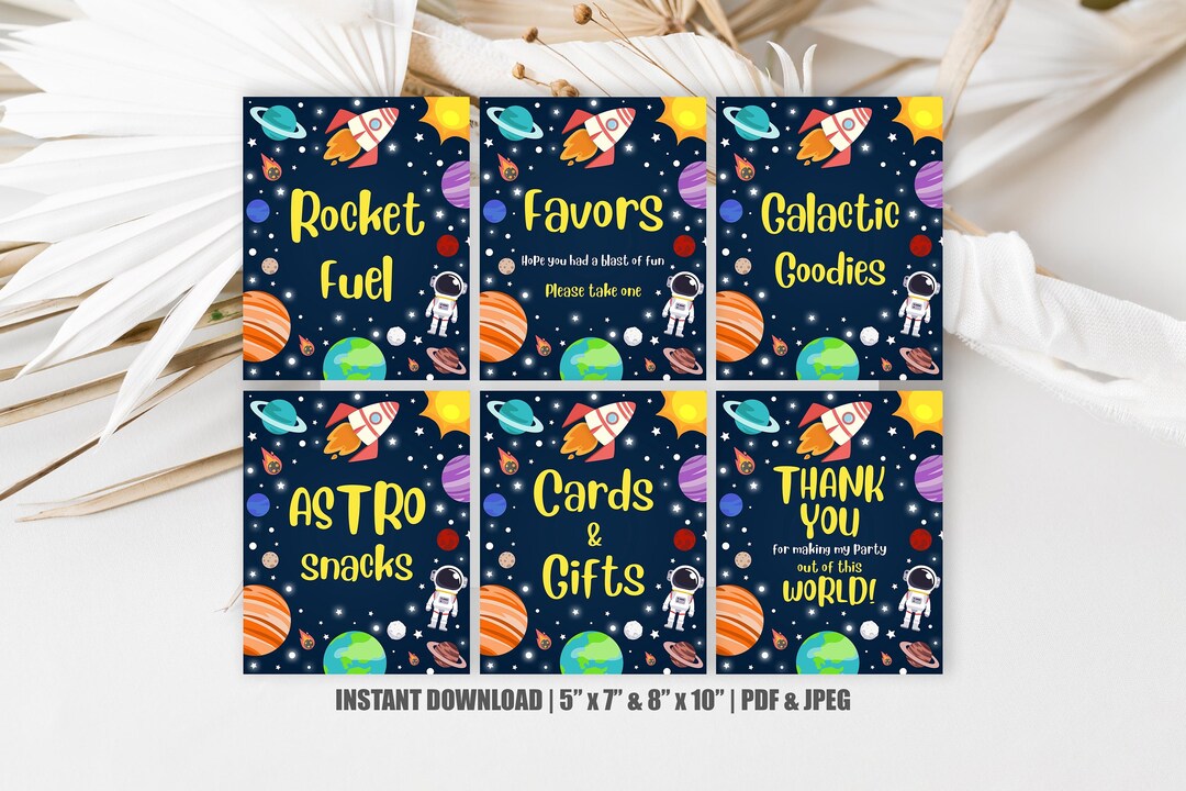 Space Birthday Signs, Outer Space Birthday Party Decorations, Astronaut ...