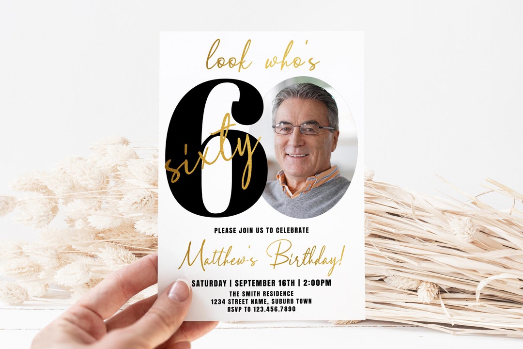 Look Who's 60 Invitation, 60th Birthday Party Invitation for Men, Look ...